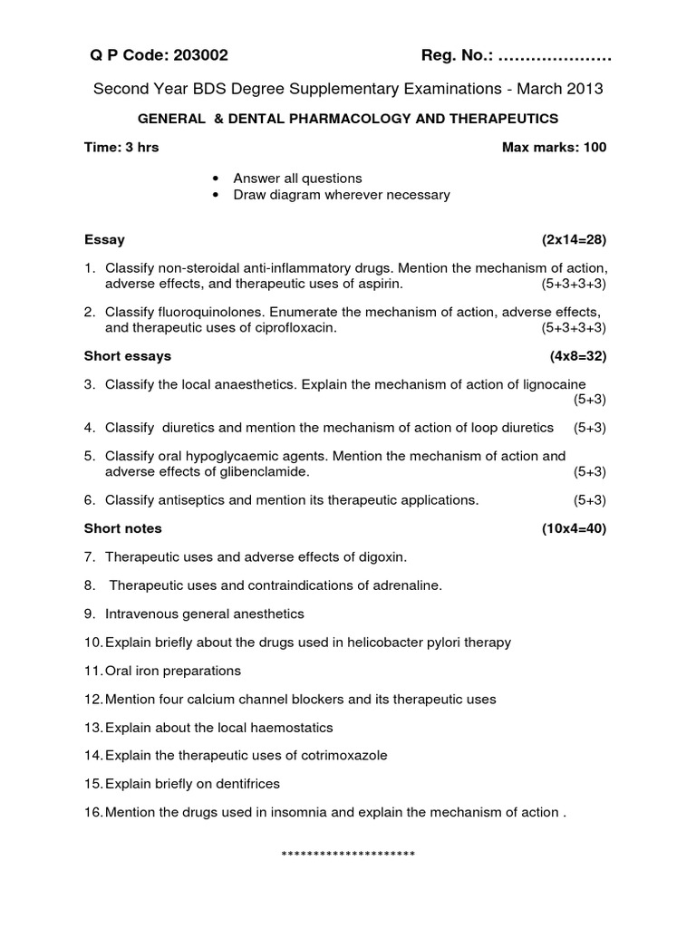 General Dental Pharmacology and Therapeutics | PDF