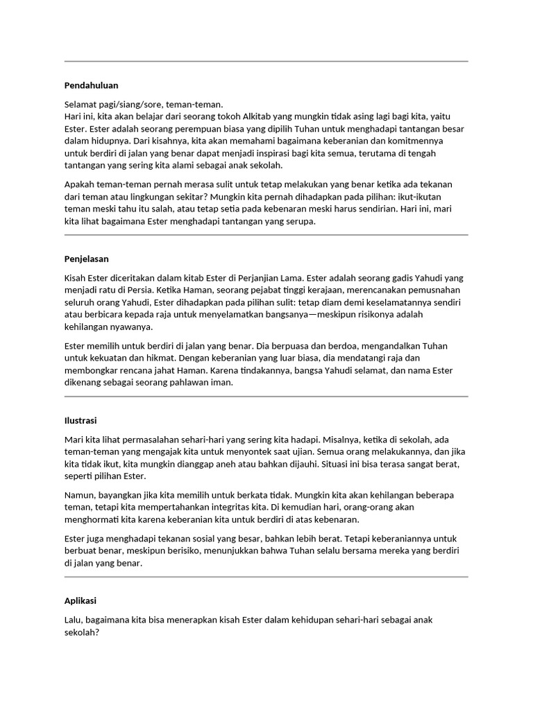 Inspirasi Keberanian dari Kisah Ester | PDF