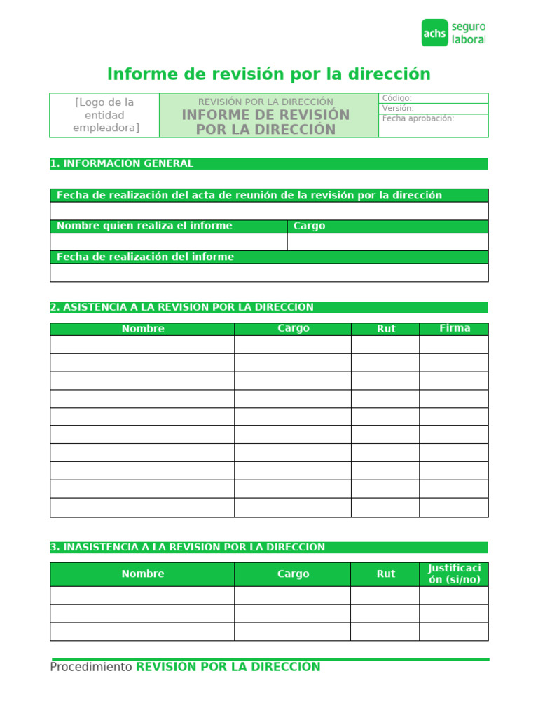Informe de Revisión por la Dirección | PDF