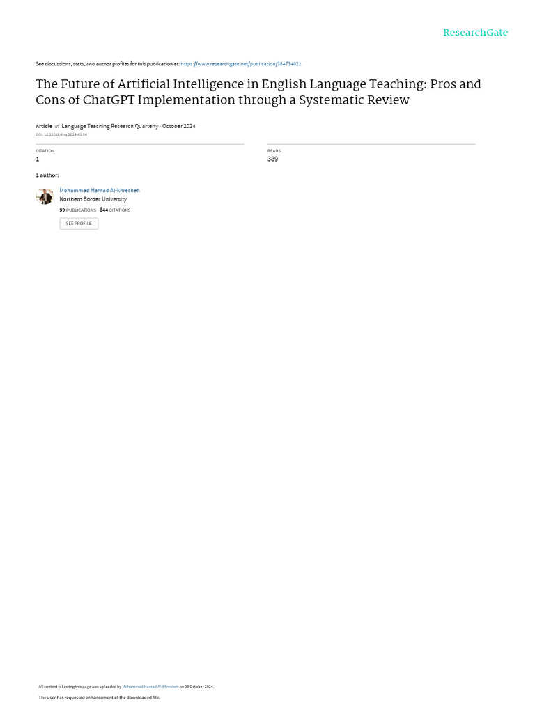 AI in English Language Teaching: ChatGPT Review | PDF | Methodology ...