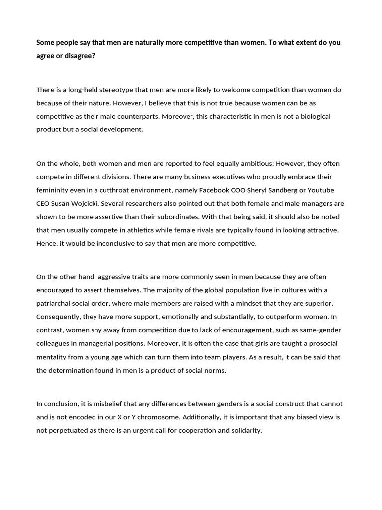 Sample Men Vs Women Compe 1 | PDF