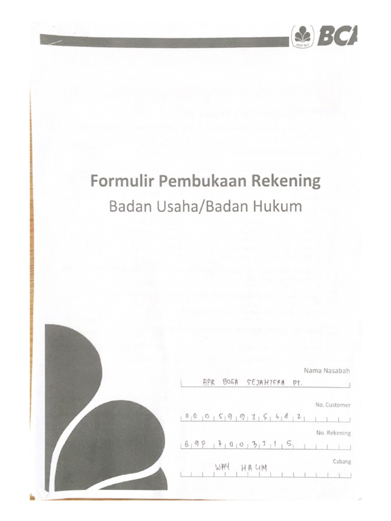 Formulir Pembukaan Rekening | PDF