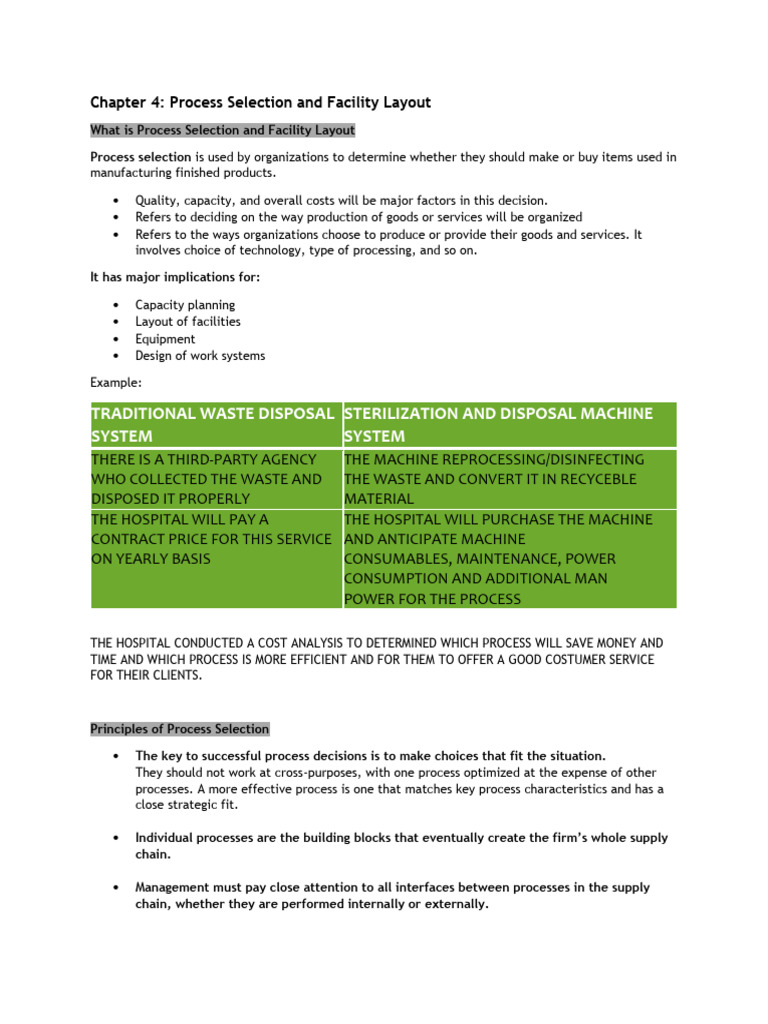 05 - OM - Chapter 4 - Process Selection and Facility Layout | PDF | Automation | Product Lifecycle