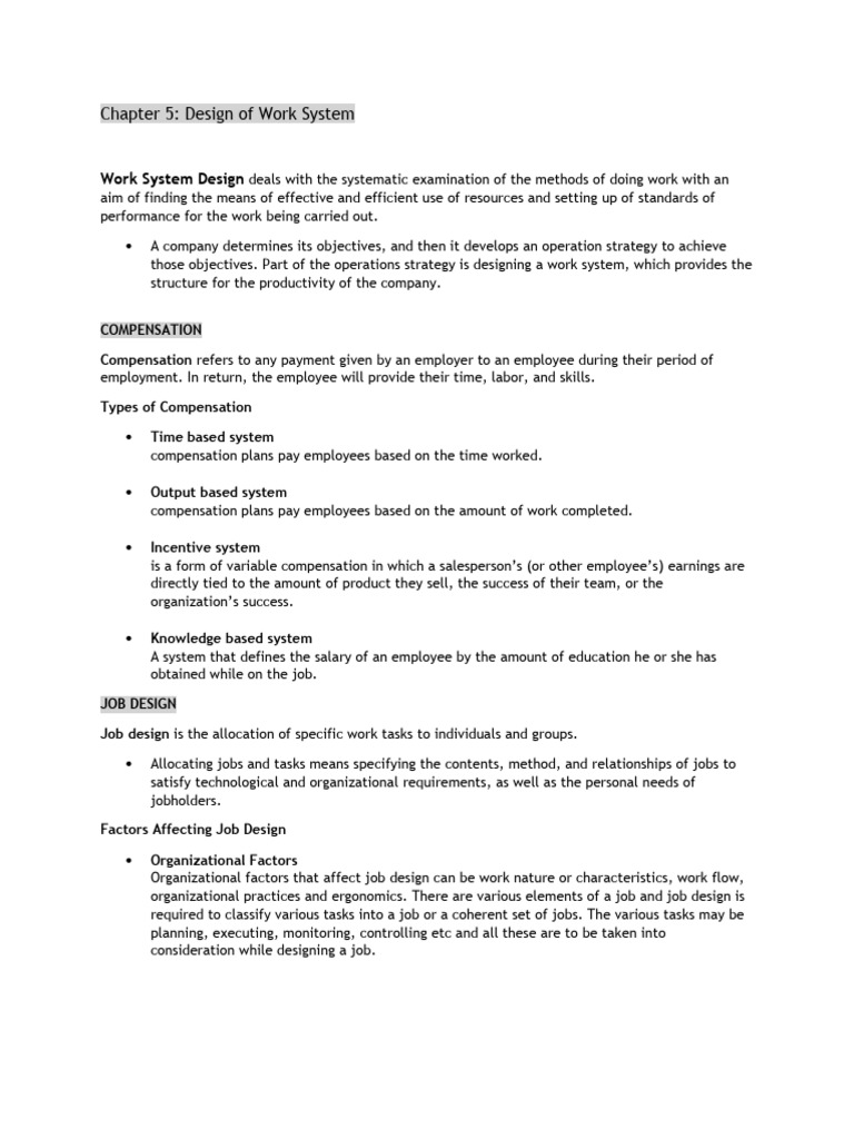 06_OM_Chapter 5_Design of Work System | PDF | Employment | Goal