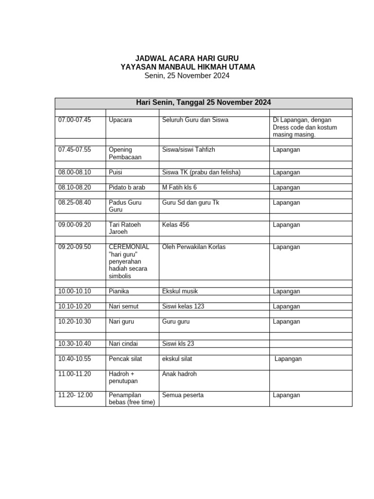 Jadwal Acara Seminar dan workshop | PDF
