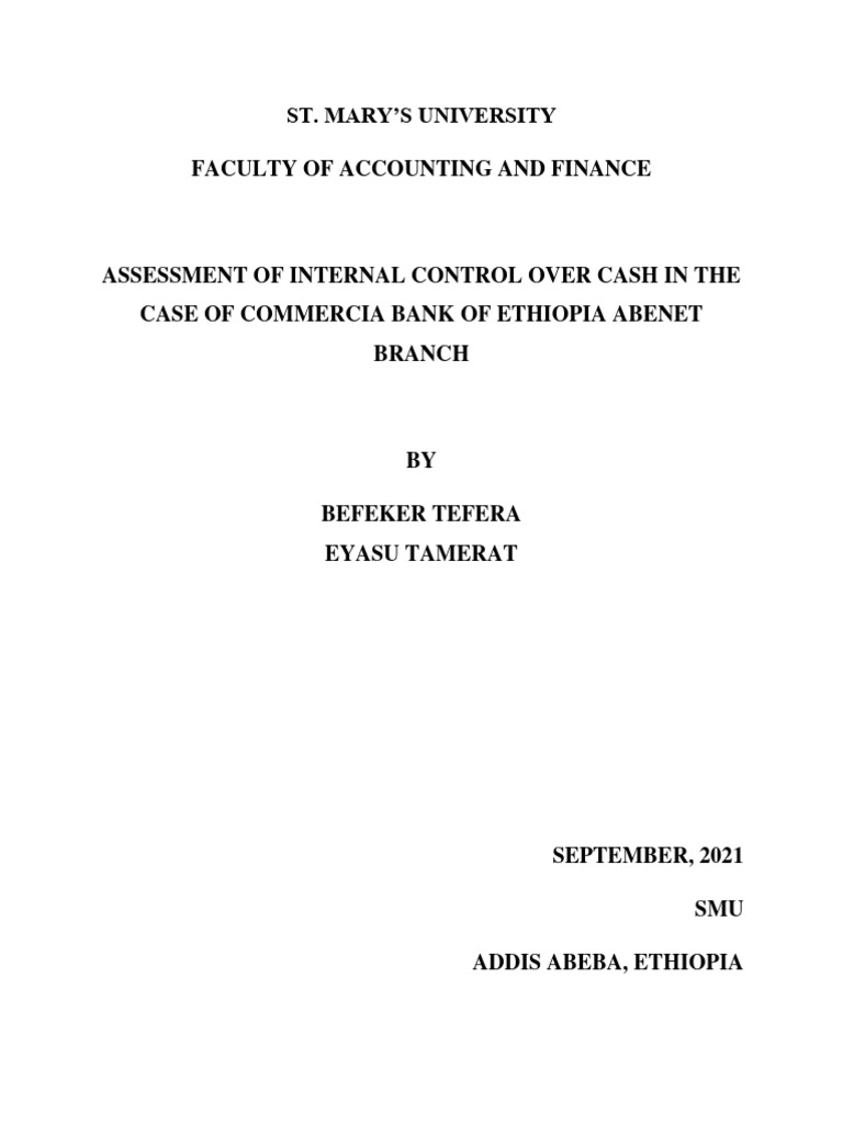 Internal Control Assessment at CBE Abenet | PDF | Internal Control | Cheque