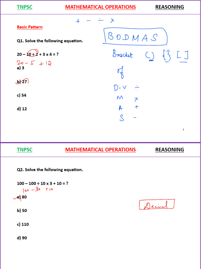 Mathematical Operations Anno | PDF | Equations | Mathematics