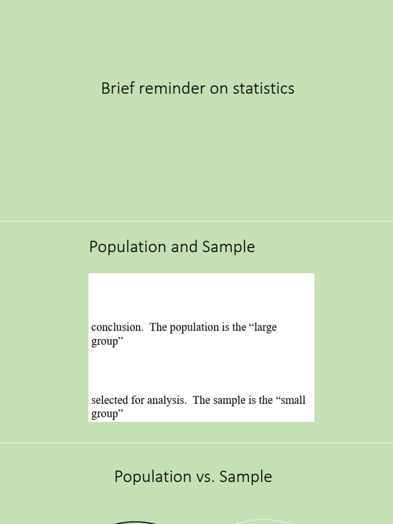 Brief Reminder on Statistics_rev0 | PDF | Sample Size Determination ...