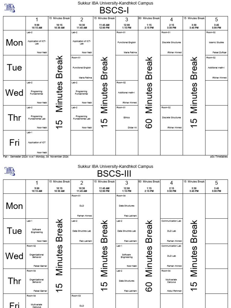 Fall 2024 Time Table - Students-3 | PDF | Mathematics