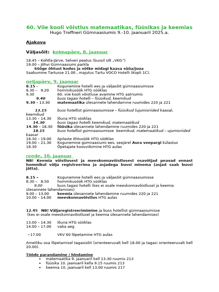 VKV päevakava 2025 | PDF