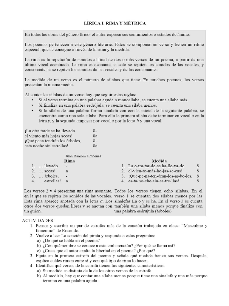 Lirica I. Rima y Metrica | PDF