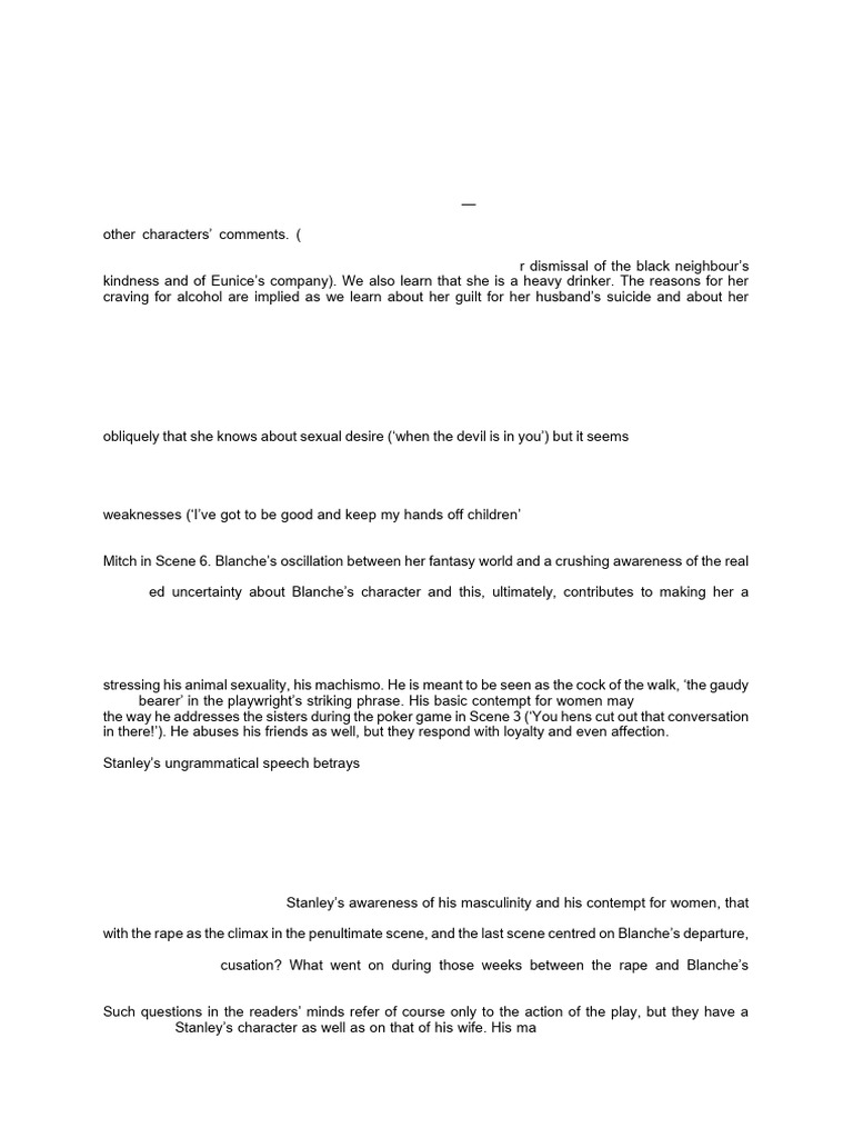 Streetcar - Brief Character Overview Copy | PDF
