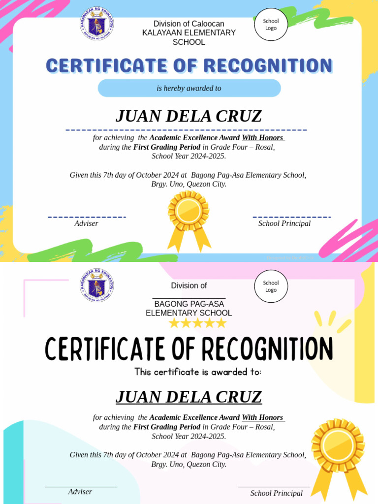 Award Certificates SY 2024-2025 | PDF