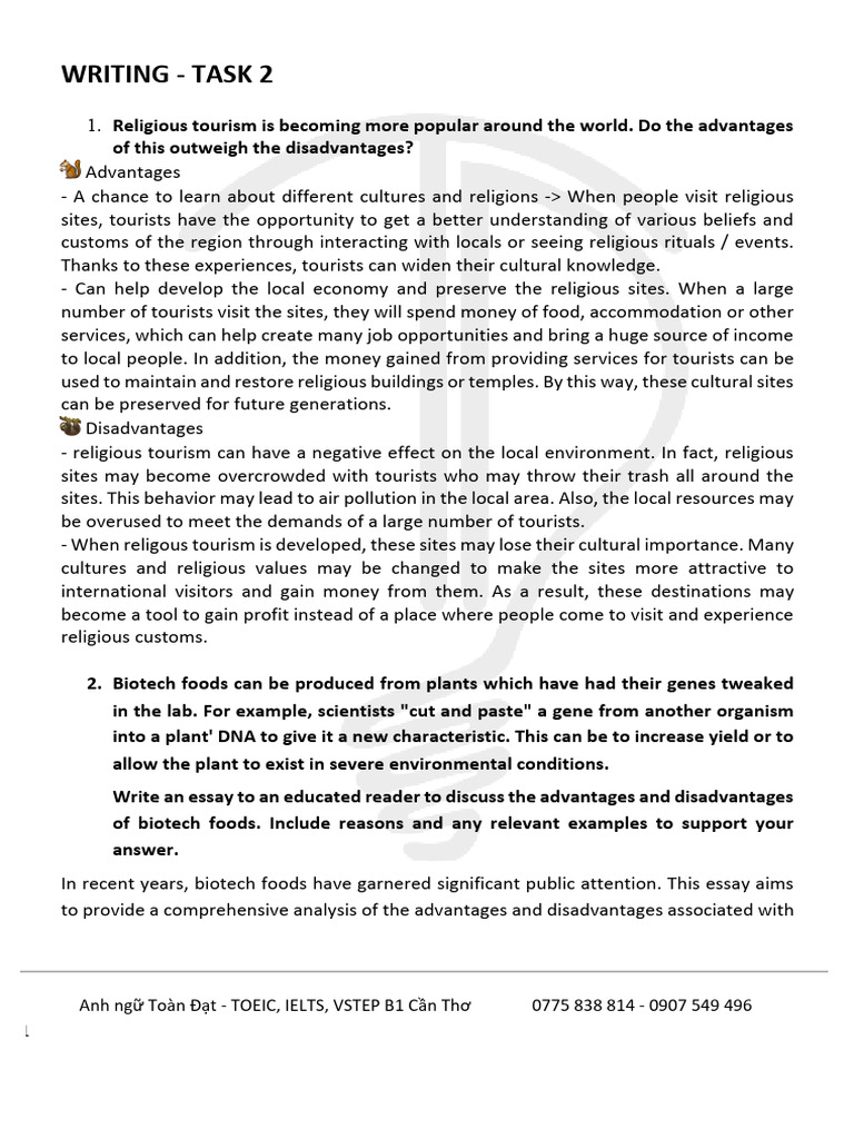 Final - Vstep - Writing Task 2 + Speaking Part 2 3 - Flow Suggestion ...