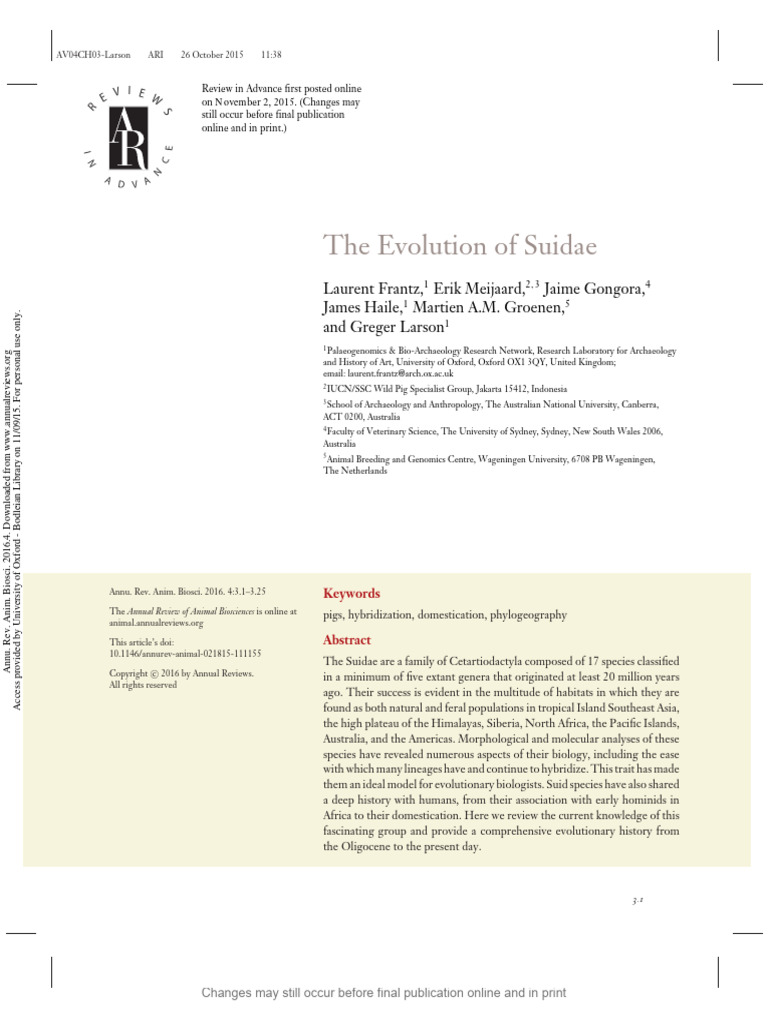 The Evolution of Suidae | PDF | Pliocene | Evolution
