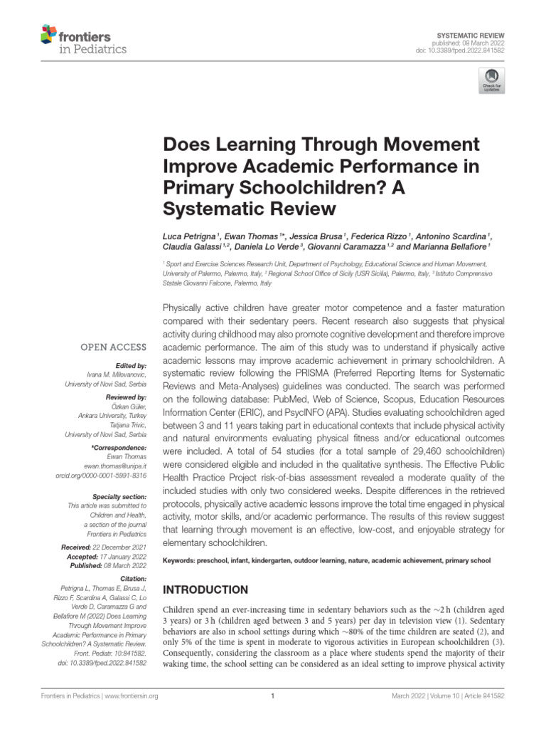 Does Learning Through Movement Improve Academic Performance in Primary ...