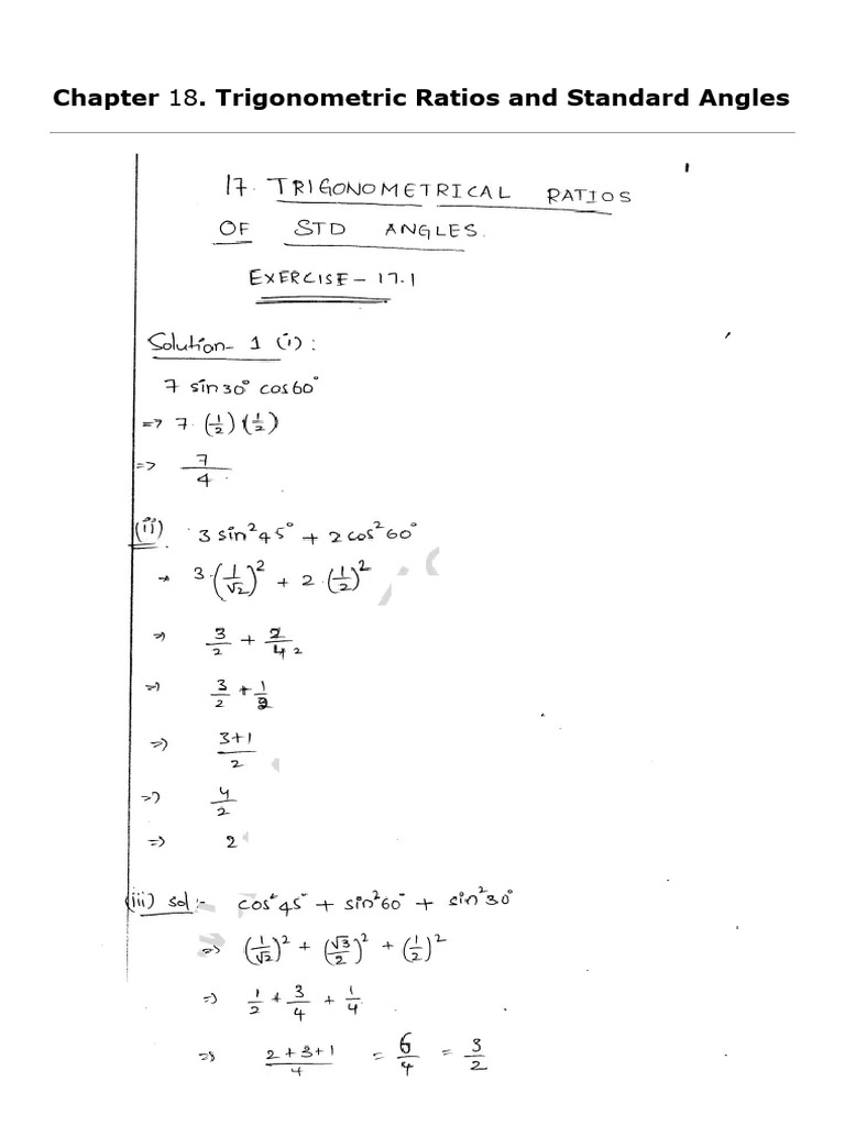 Chapter-18.-Trigonometric-Ratios-and-Standard-Angles | PDF