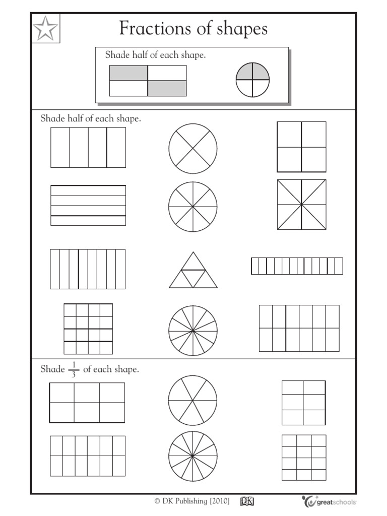 Fractions (shade the area 2) | PDF