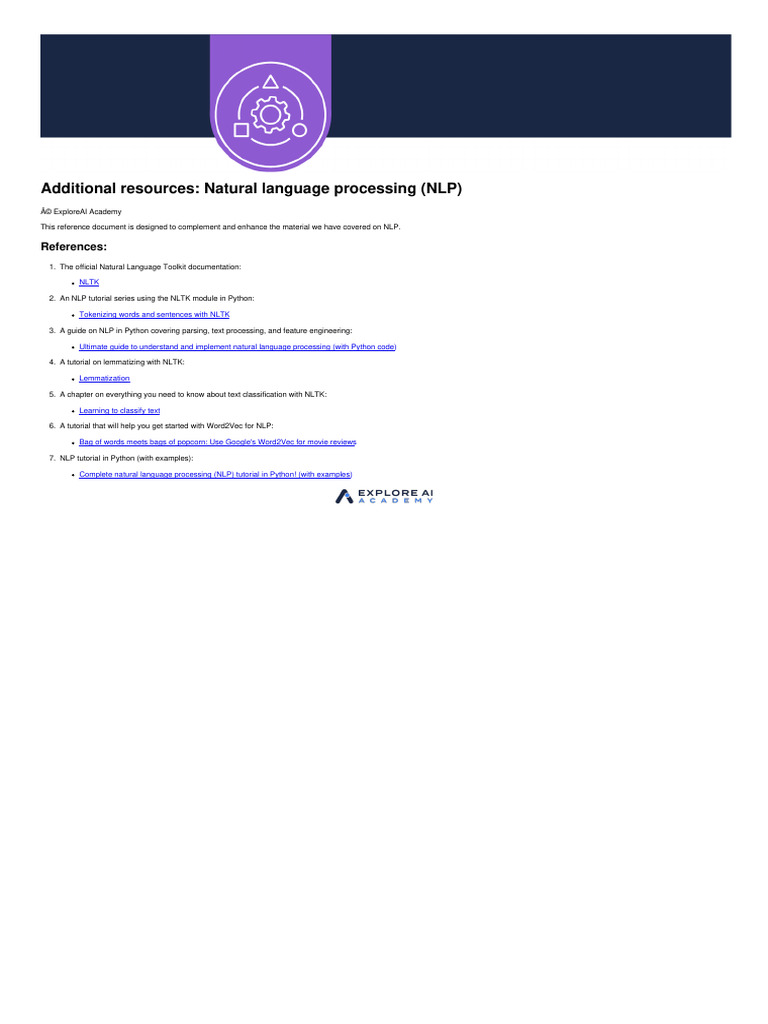 Additional Resources NLP | PDF