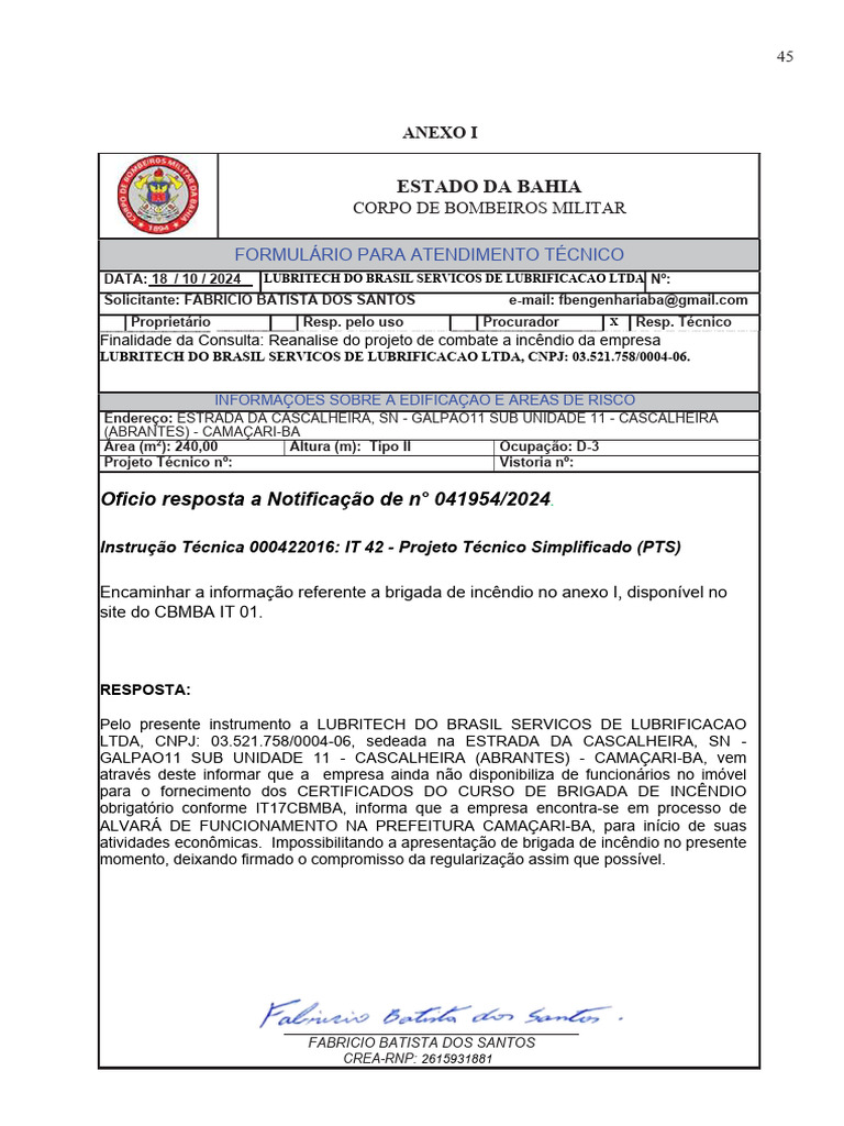 Reanálise de Projeto de Combate a Incêndio | PDF