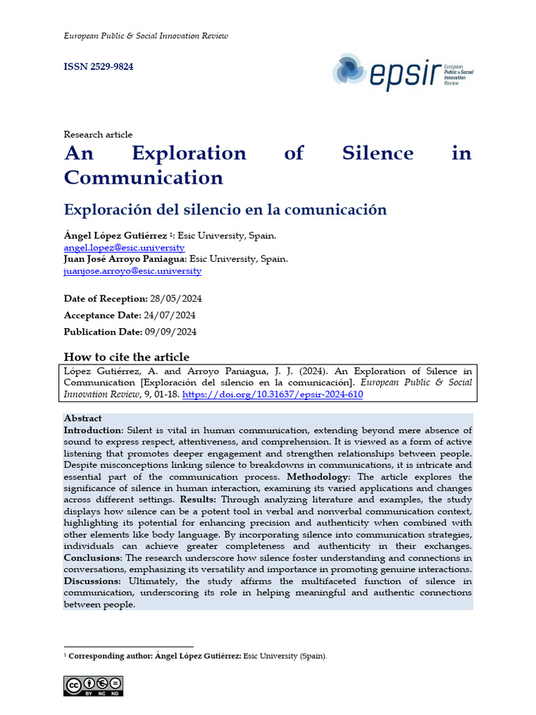 The Role of Silence in Communication | PDF | Communication | Nonverbal ...