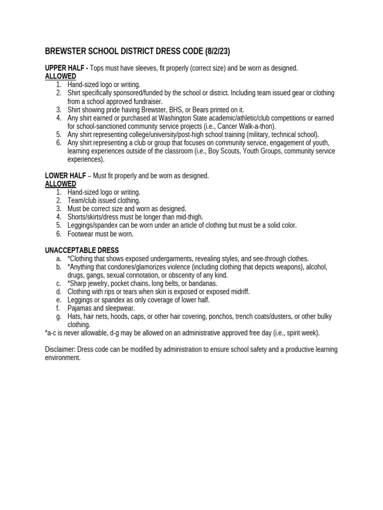 Dress Code 2-27-23 | PDF