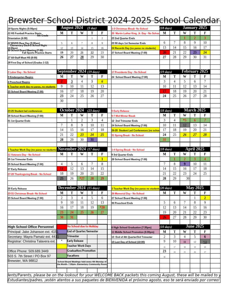 School Calendar 24-25 | PDF | Academic Term | Educational Organizations