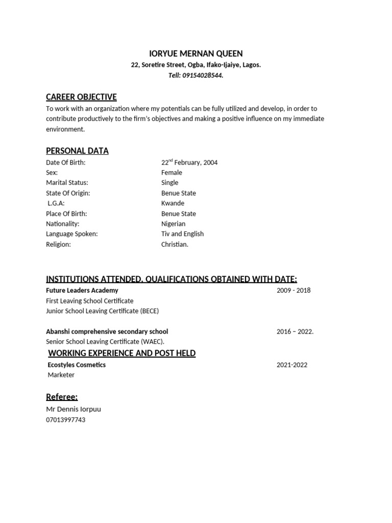 Sample resumes for undergraduates | PDF