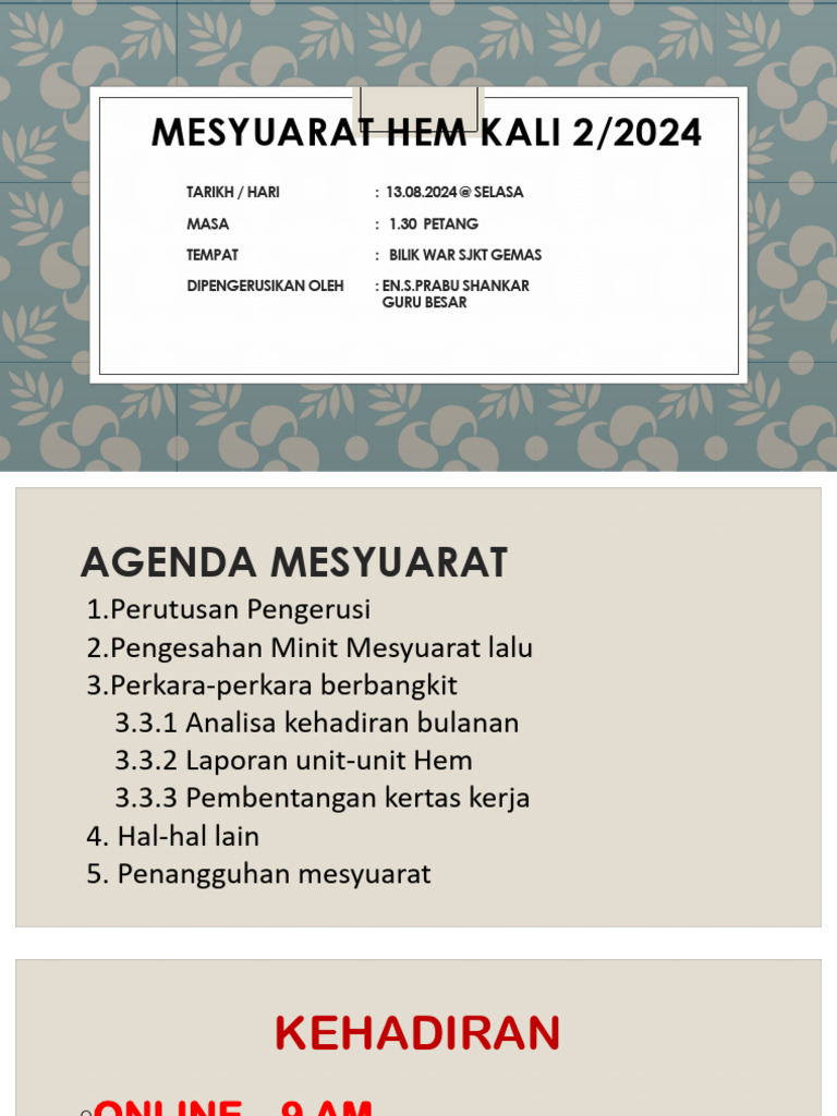 Power Point Mesyuarat Hem Kali 1 2025 | PDF
