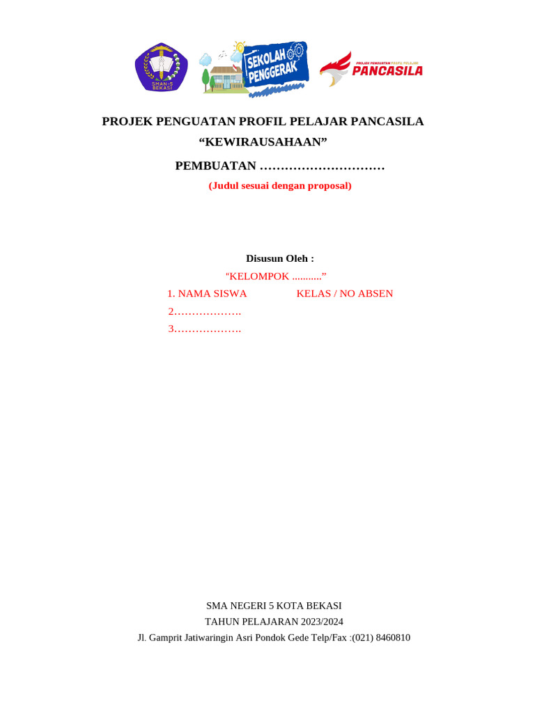 Contoh Daftar Isi Proposal P5 | PDF