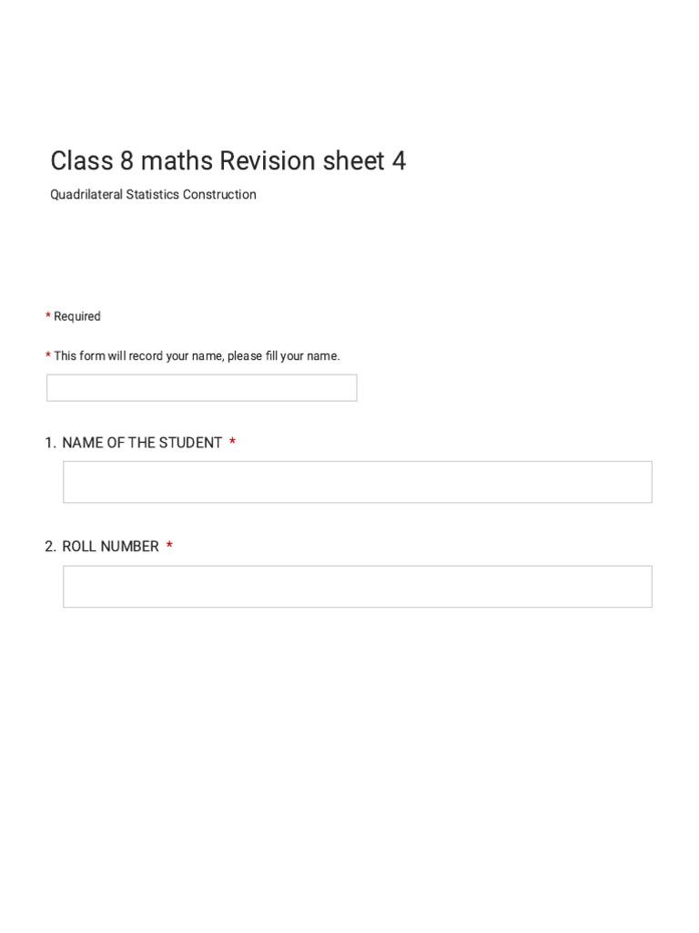 Class 8 Quadrilateral Revision Sheet | PDF