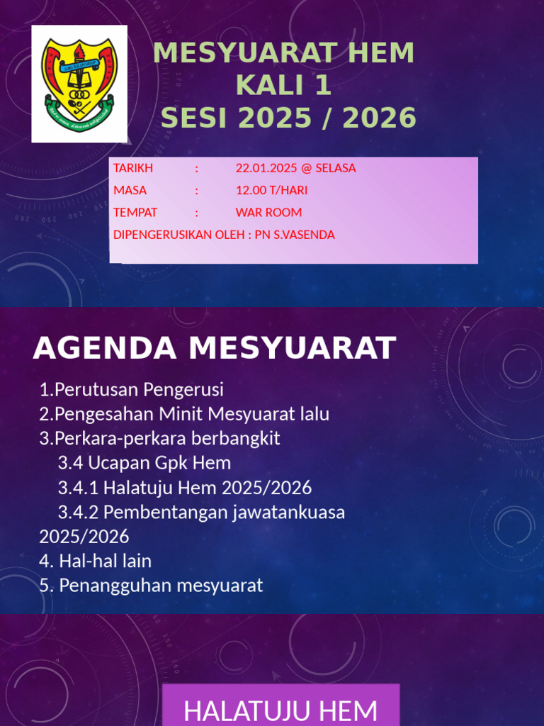 MESYUARAT Hem KALI 1 2025 | PDF