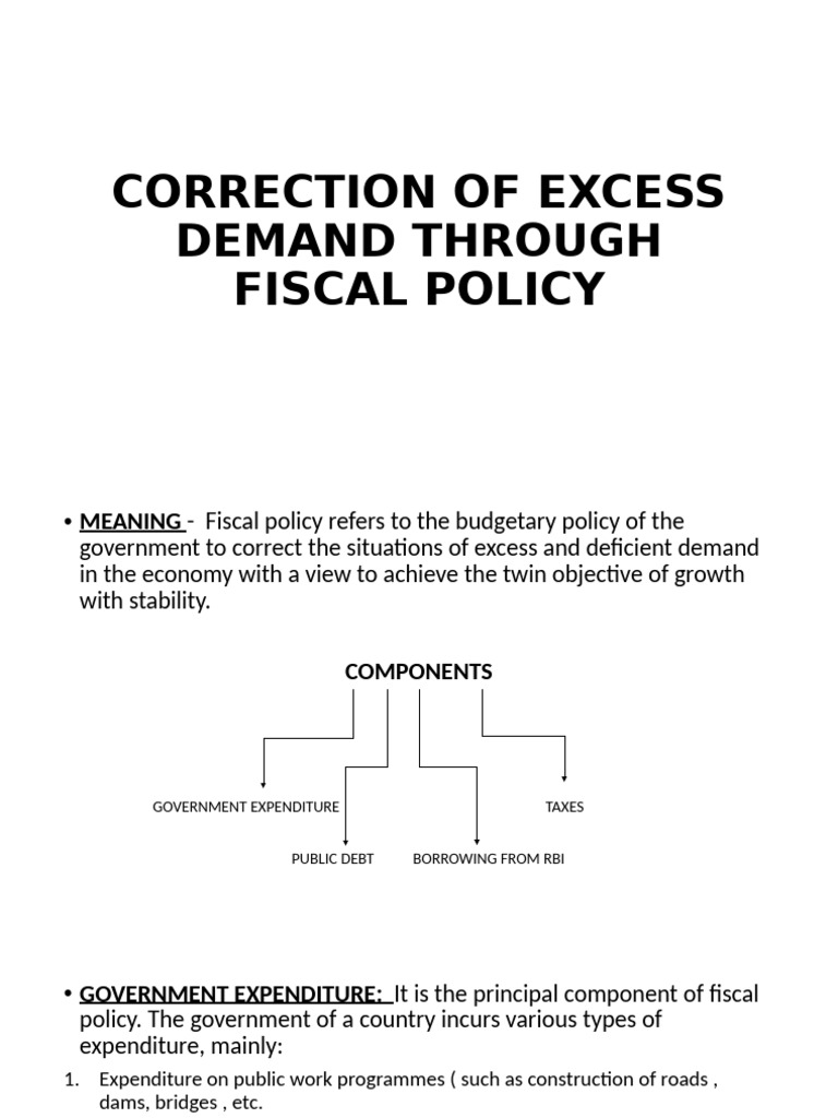 Correction of Excess Demand Through Fiscal Policy | PDF