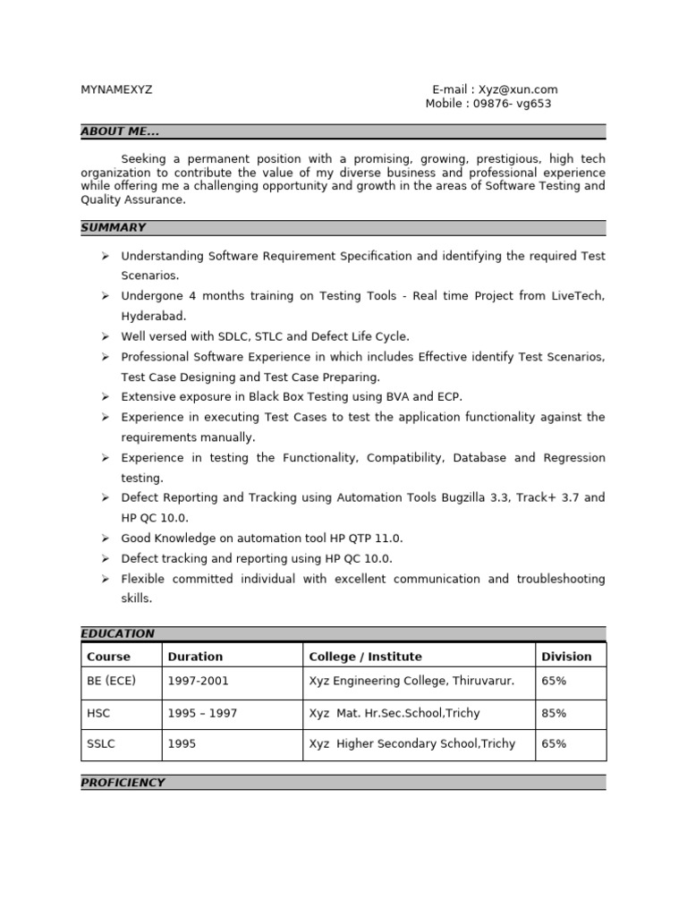 Software Testing & QA Professional Resume | PDF | Information ...