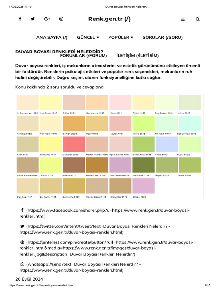 Duvar Boyası Renkleri Nelerdir | PDF