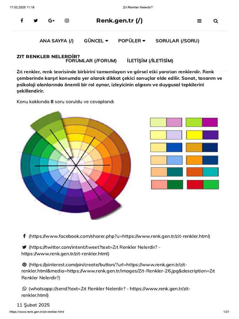 Zıt Renkler Nelerdir | PDF