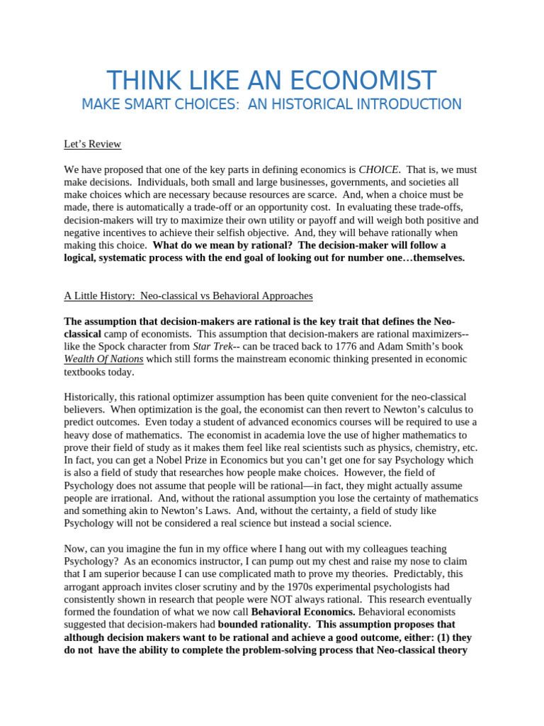 Rational vs Behavioral Economics | PDF | Behavioral Economics ...