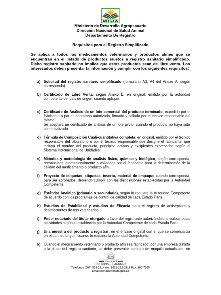 Requisitos para Registro Simplificado RTCA 65.05.51.18 1 | PDF | Medicamentos con receta ...