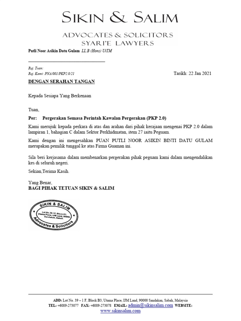 Letter of Confirmation PKP | PDF