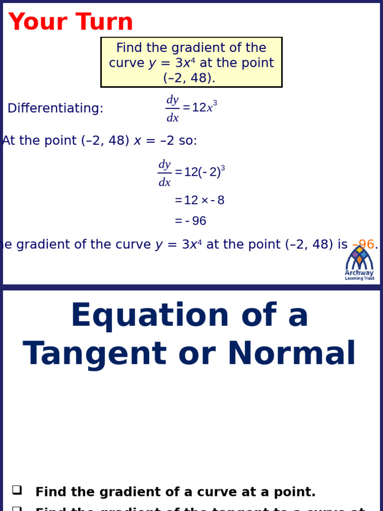 Finding Gradient of Normal and Tangent | PDF | Tangent | Gradient