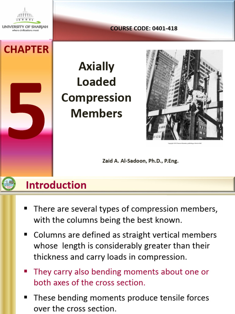 Chapter 5 - Introduction To Axially Loaded Compression Members | PDF | Buckling | Column