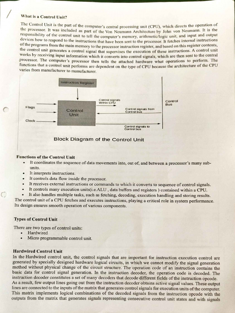 Understanding Control Units in CPUs | PDF | Central Processing Unit ...