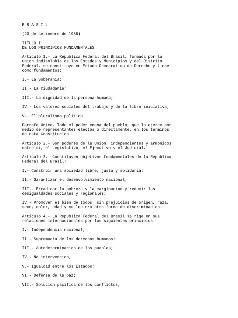 Constitución Brasil: Principios y Derechos | PDF | Legislador | Salario
