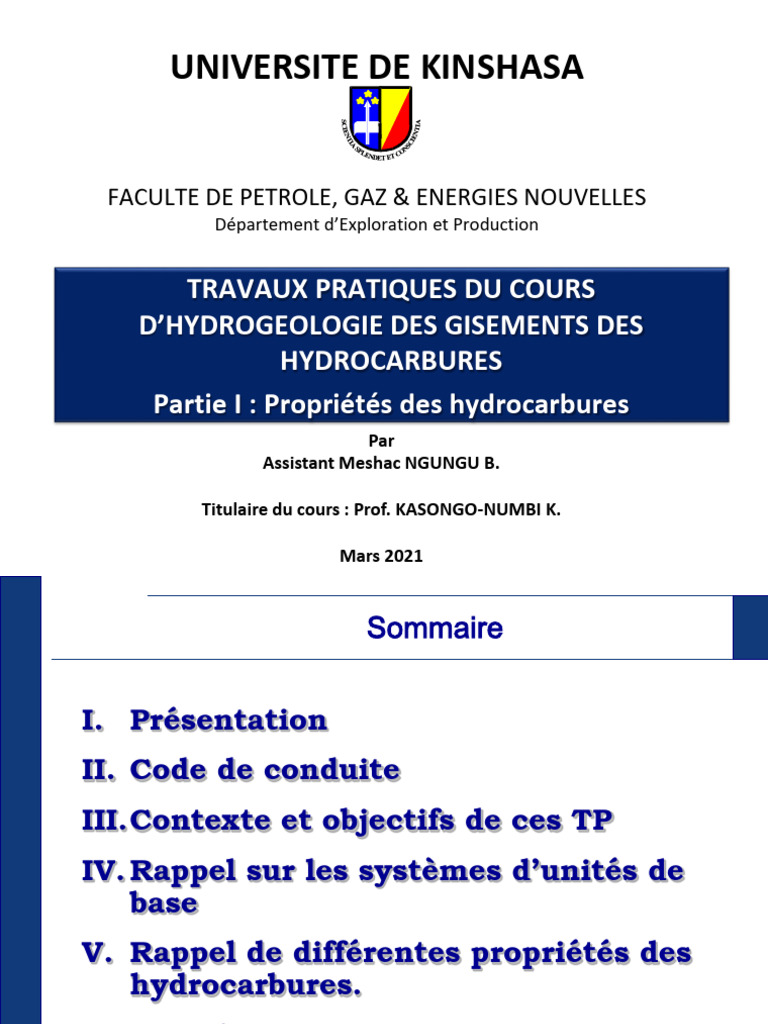 Propriétés des hydrocarbures en TP | PDF | Génie chimique | Mécanique ...