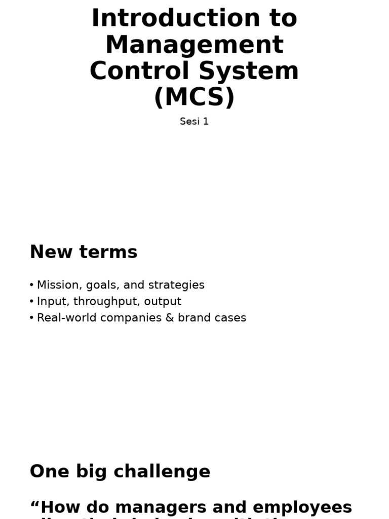 Sesi 1 Introduction to MCS | PDF | Goal | Business