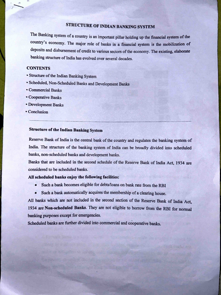 Unit 1 - Structure of Bank (Types) | PDF | Banks | Reserve Bank Of India