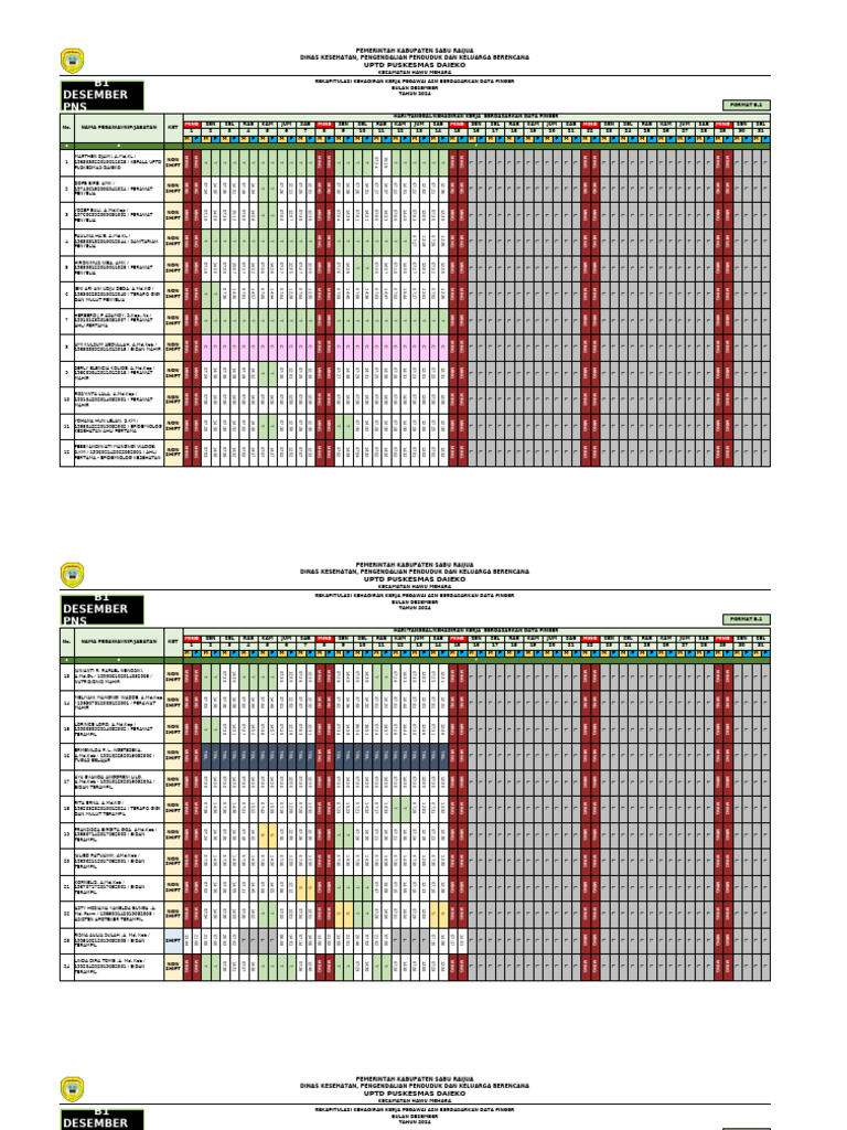 Rekap Kehadiran ASN Desember 2024 | PDF