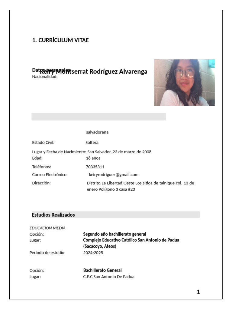 Currículum Vitae Keiry Rodríguez 2025 | PDF