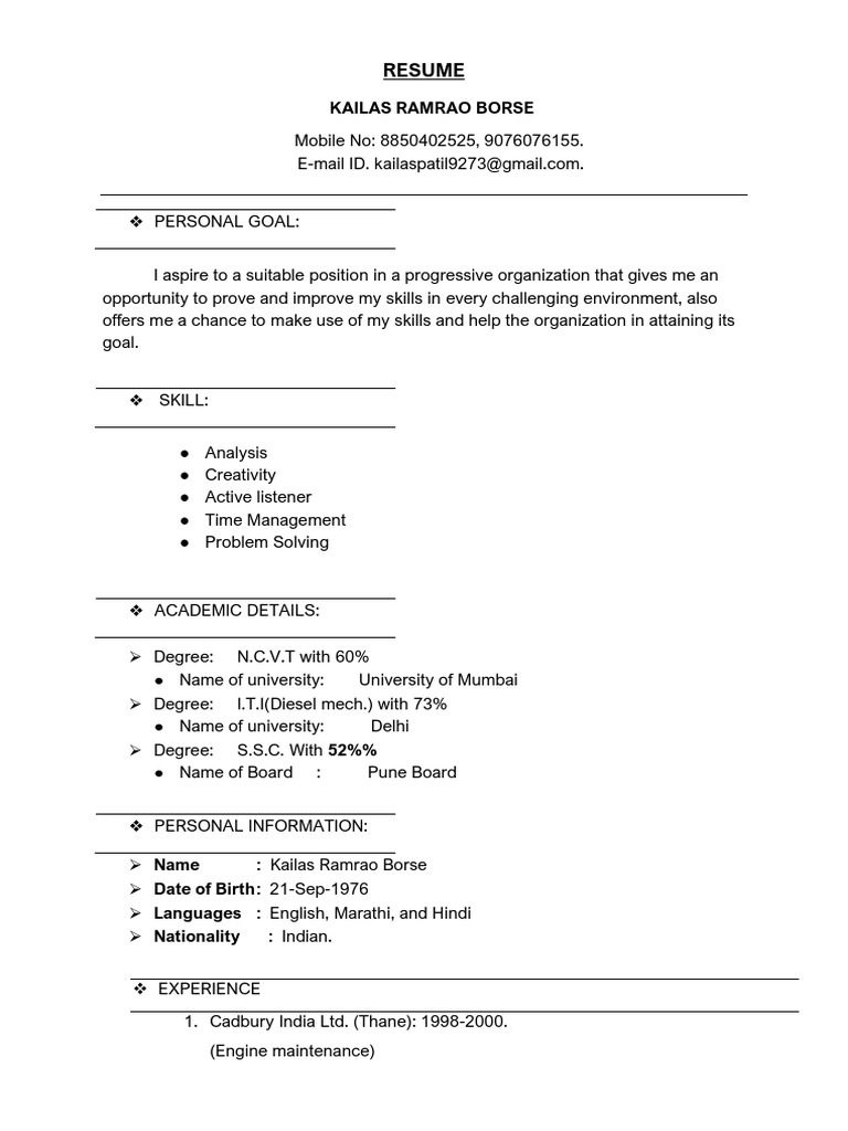 Resume 2 | PDF