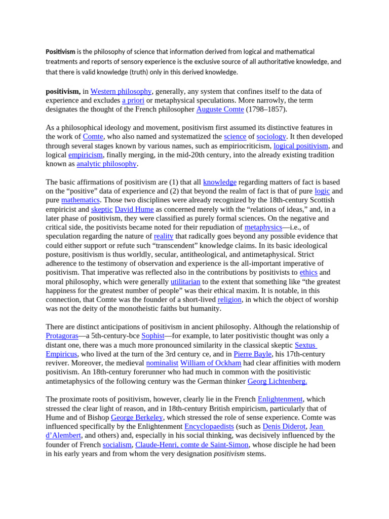 Positivism 1 | PDF | Positivism | Knowledge